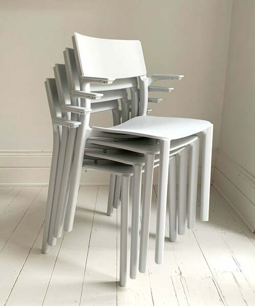4 X Ikea Janinge Pale Grey Stacking Chairs Indoor / Outdoor, Excellent ...