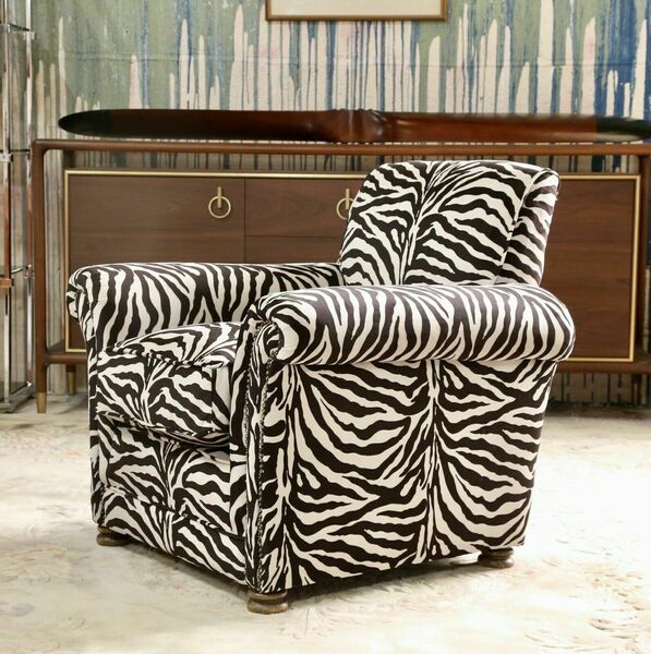 Vintage French Zebra Animal Print Club Chair | Vinterior