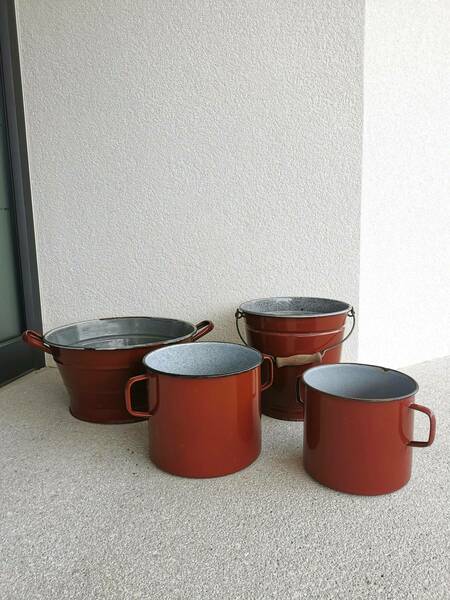 Vintage Large Enemal Pots By Emo Celje / 1970s Yugoslavia / Retro Dark ...