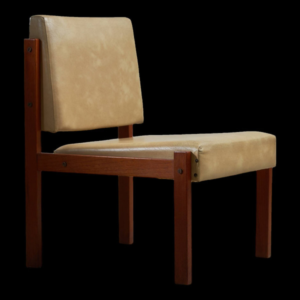 Angular Chair In Teak Wood And Leather With Copper Details, 1970s ...