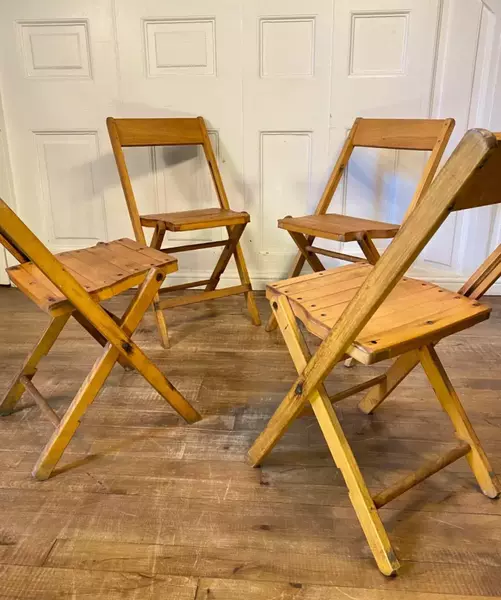 Set Of 4, Mid Century Wooden Folding Events Chairs By Snyder USA. 50 ...