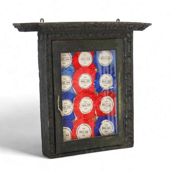 Late 19th Century Rosette Display Case Agricultural Rosettes 1930s ...