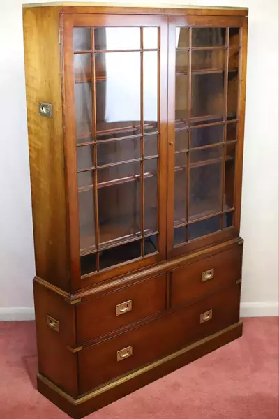 Kennedy Of Ipswich , Lovely Walnut And Brass Military Campaign Bookcase ...