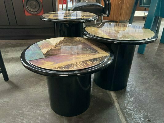 Miami Vice Style Round Side Tables, 1980s, Set Of 3 | Vinterior