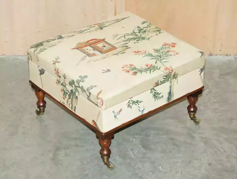 Fine English Victorian Circa 1860 Footstool Ottoman Chinese Chinoiserie ...