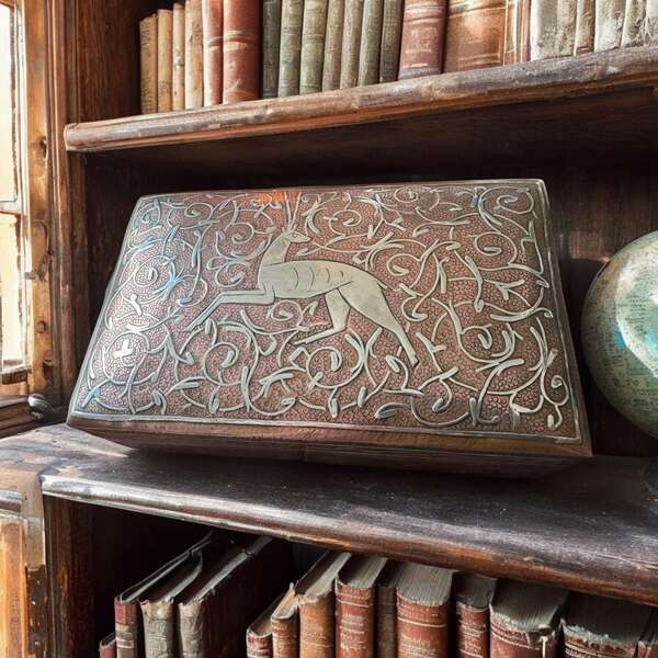 Vintage Cairoware Damascened Middle Eastern Silver And Copper Box ...