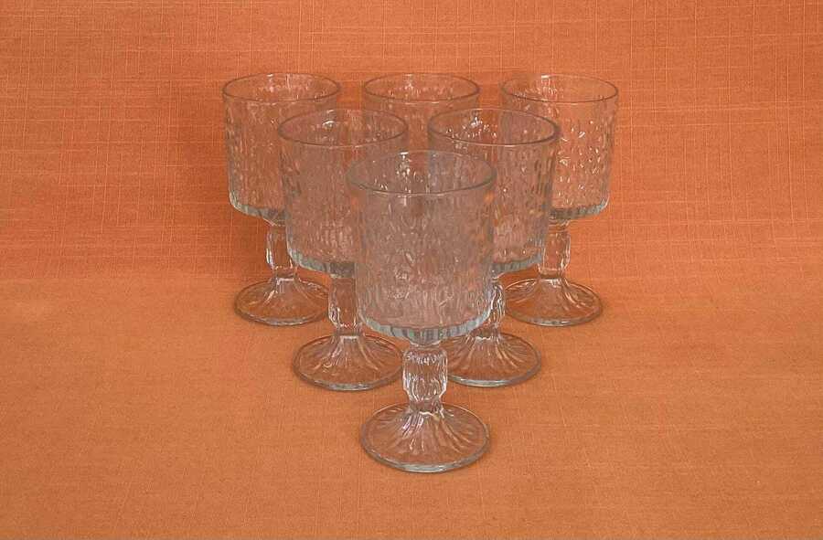 1970s Ravenhead Siesta Large Wine Glasses/Goblets (Set Of 6), Textured ...