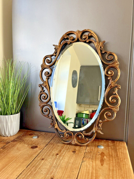 Stunning Ornate 60s Gold Atsonea Rococo Baroque Plaster Work Vintage Wall Mirror Vinterior