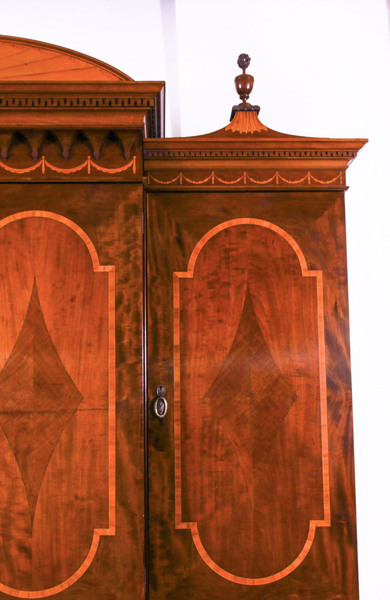 Victorian Sheraton Revival Inlaid Breakfront Wardrobe 19th C | Vinterior