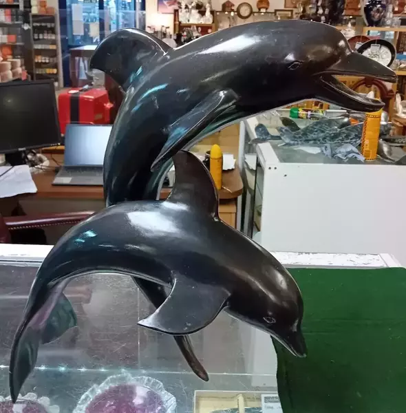 Very Rare & Beautiful Bronze Statue Of Leaping Dolphins Artist Unknown ...