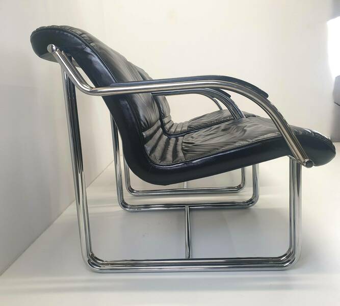 1 Od 2 Chromed Tube Chairs / Designed 1960s / Stainless Steel Frame ...