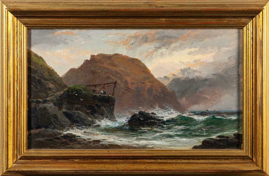 George Henry Jenkinsvictorian Cornish Stormy Seas At Dusk Fishermen On ...