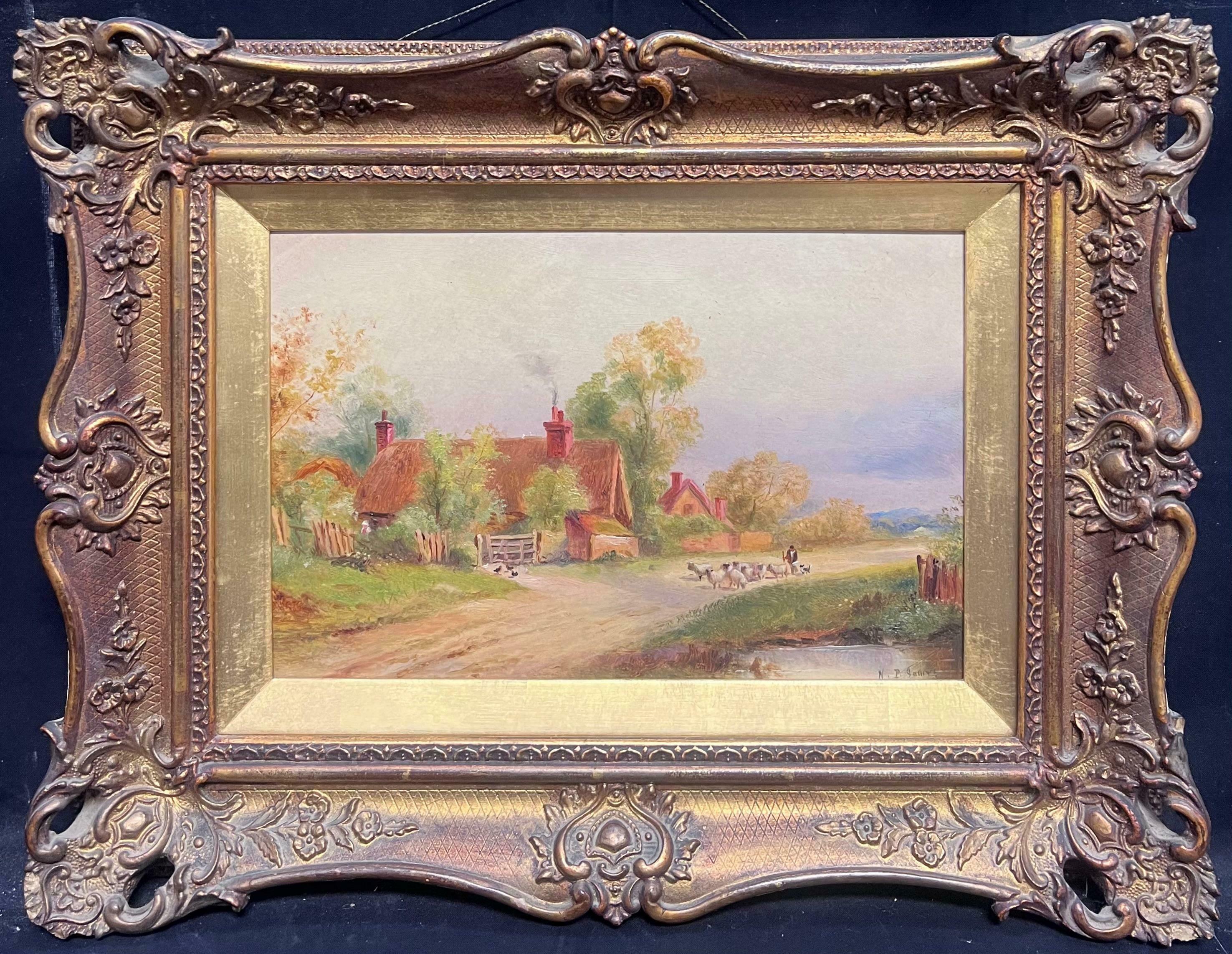 British Victorianantique English Signed Oil Painting Shepherd Leading ...