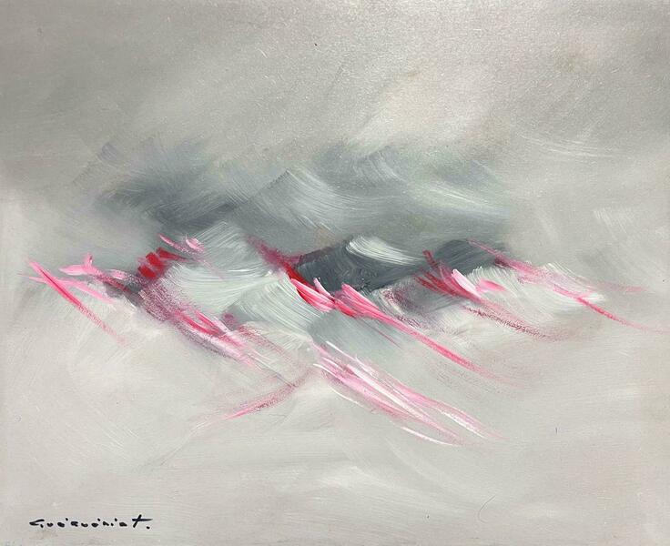 Gerard Guegueniatfrench Abstract Expressionist Signed Oil Pink & Grey ...