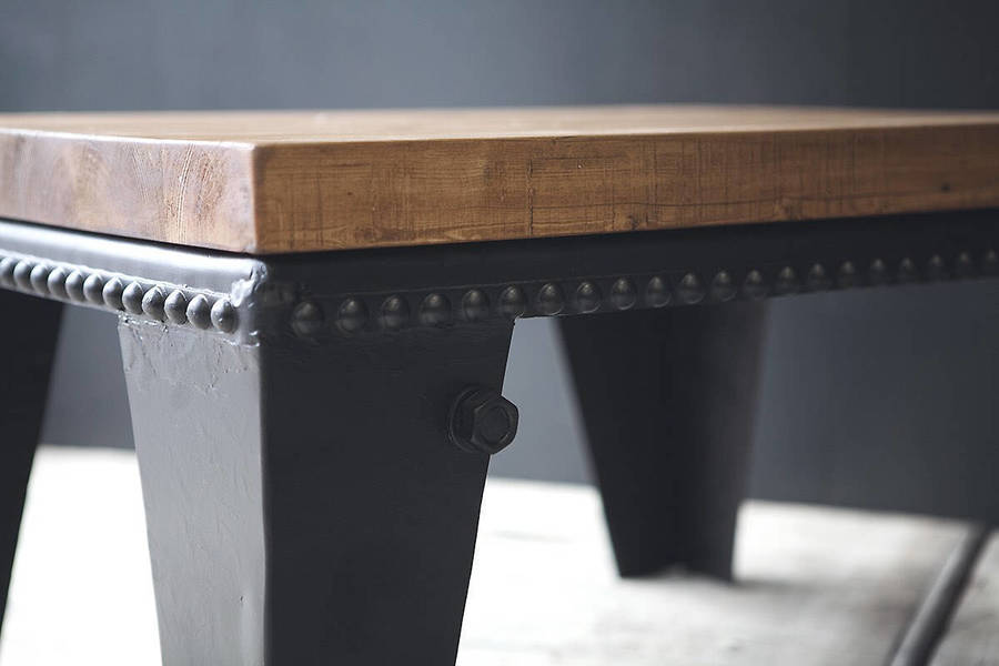 Rectangular Water Tank Coffee Table With Custom Wooden Top And Rivet ...