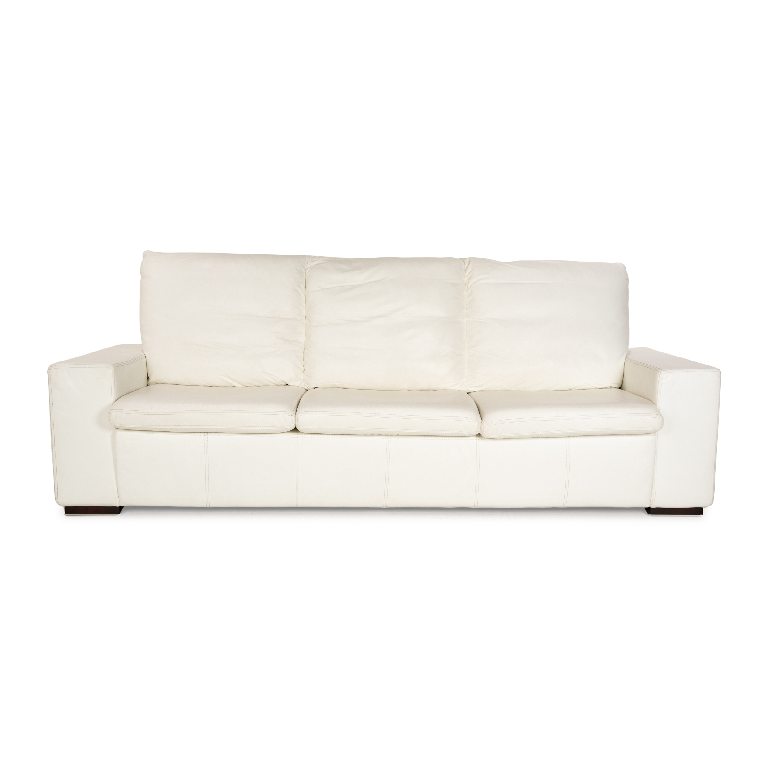 Nieri Leather Three Seater Cream White Sofa | Vinterior