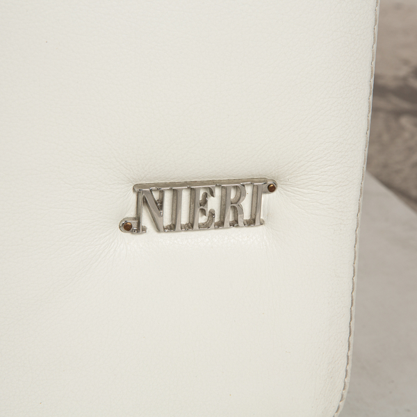 Nieri Leather Three Seater Cream White Sofa | Vinterior