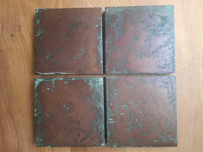 Scorched Vintage Oak Drinks Coasters, With A Unique Fused Copper ...