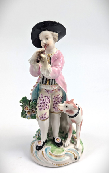 Derby Porcelain Figurine Of Shepherd With Pipe, 1760 | Vinterior
