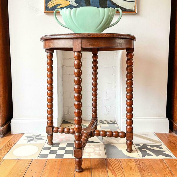 Antique Round Bobbin Side Table | Vinterior