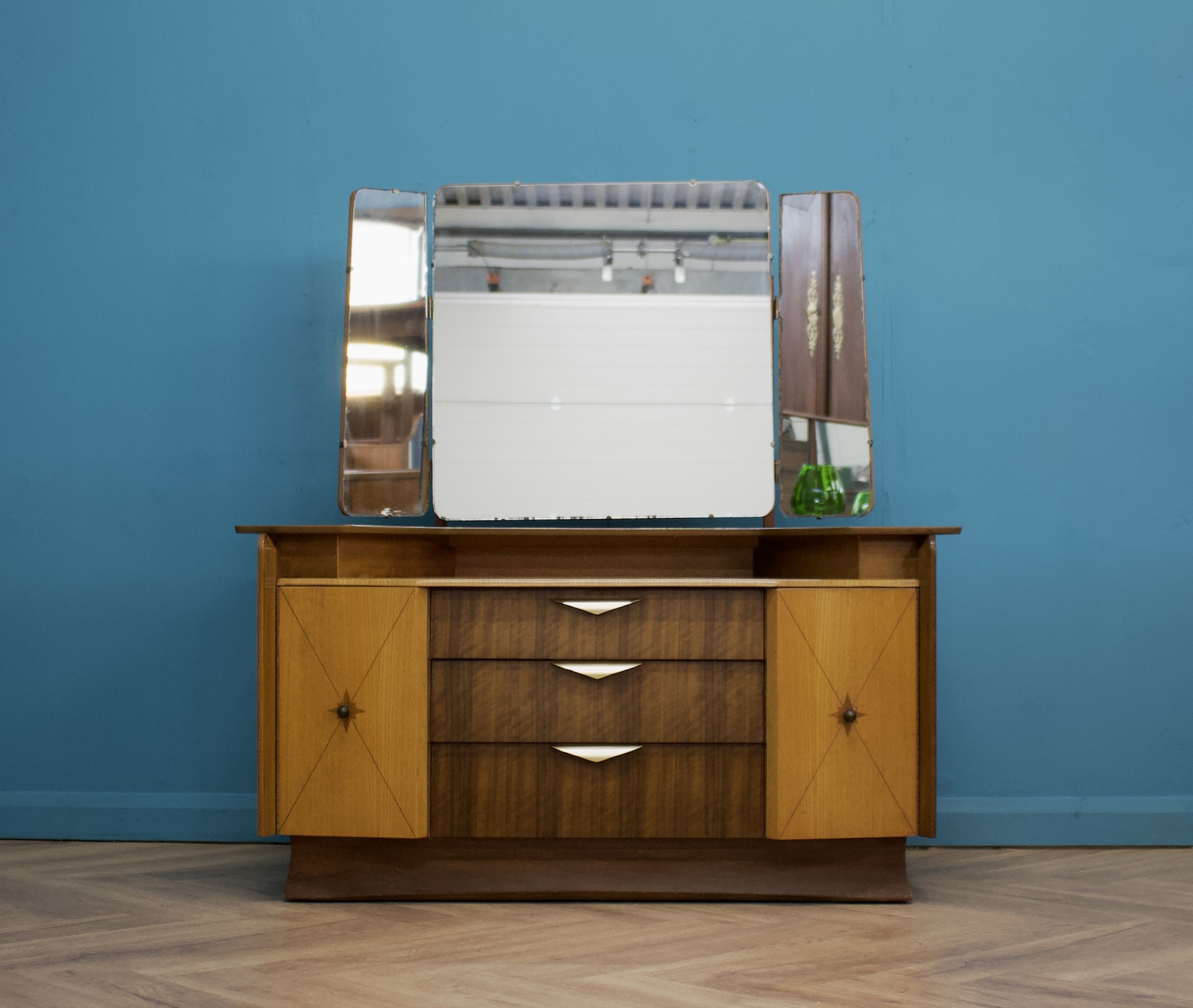 Vintage Mid Century Art Deco Style Walnut & Oak Dressing Table From ...