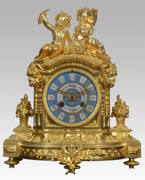British Antique French Gilt Mantel Clock Circa 1860 | Vinterior