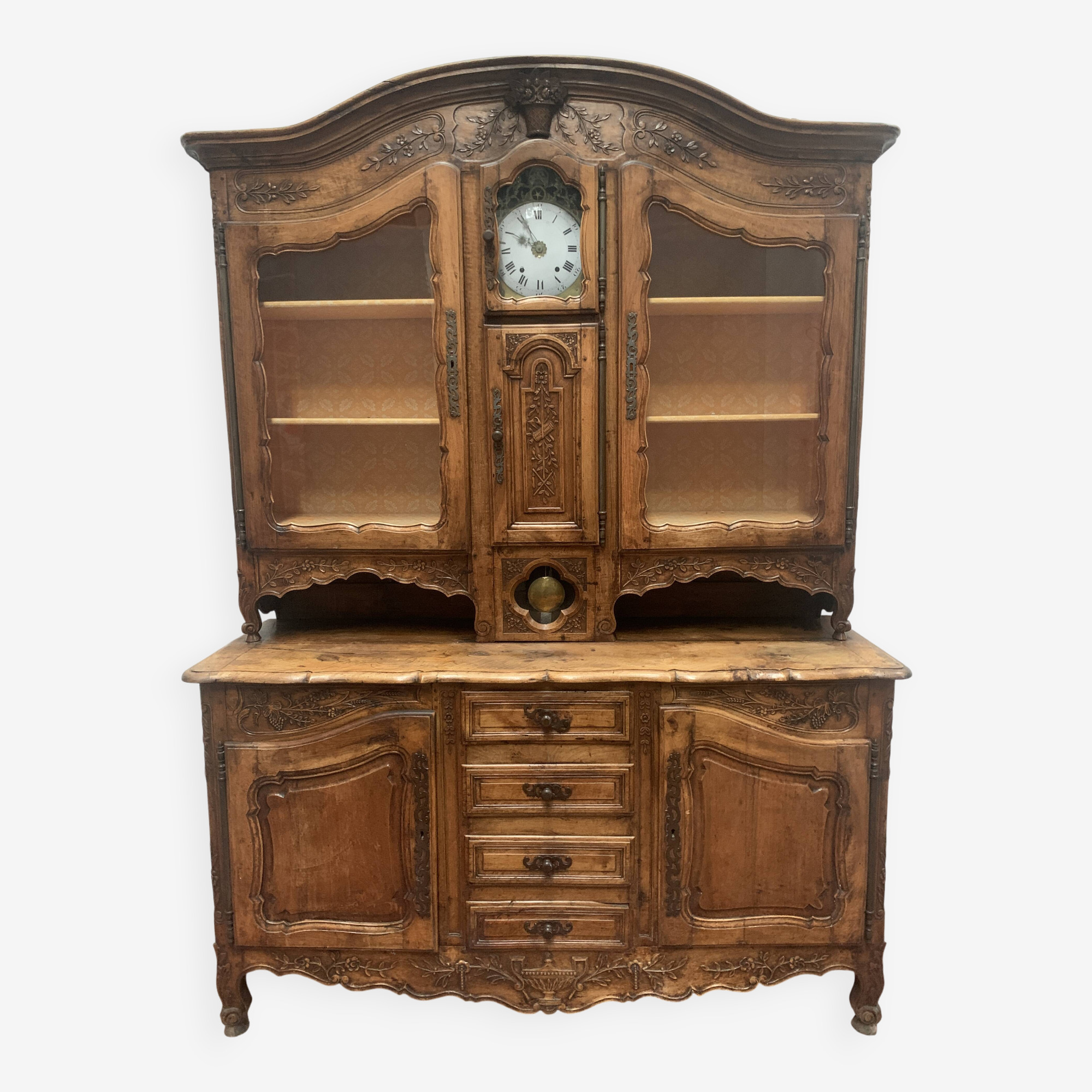 Provencal Buffet In Solid Walnut Two Body Buffet With Pendulum 19th ...