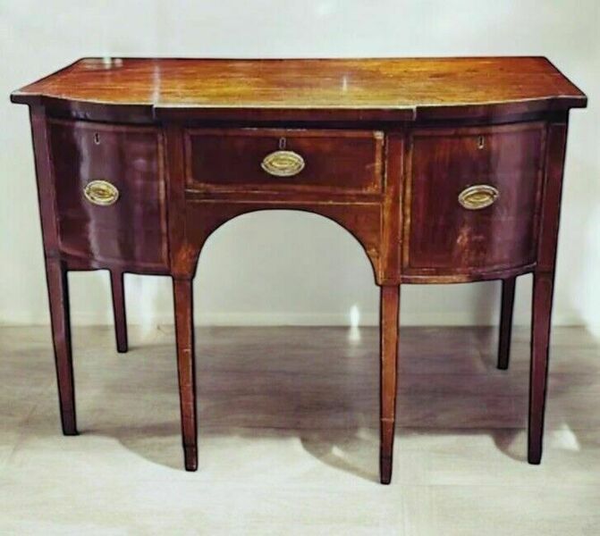 Georgian Inlaid Mahogany Sideboard. Small Proportions. Brass Handles ...