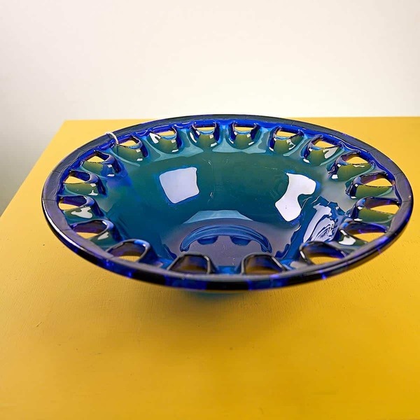 Vintage Cobalt Blue Glass Centerpiece | Vinterior
