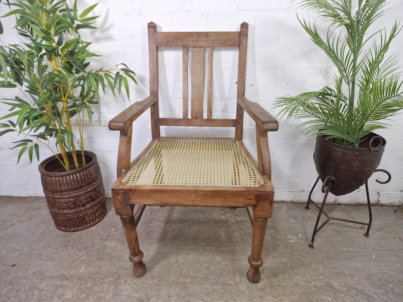 Antique Anglo Indian Colonial Teak Woven Armchair Carver Writing ...