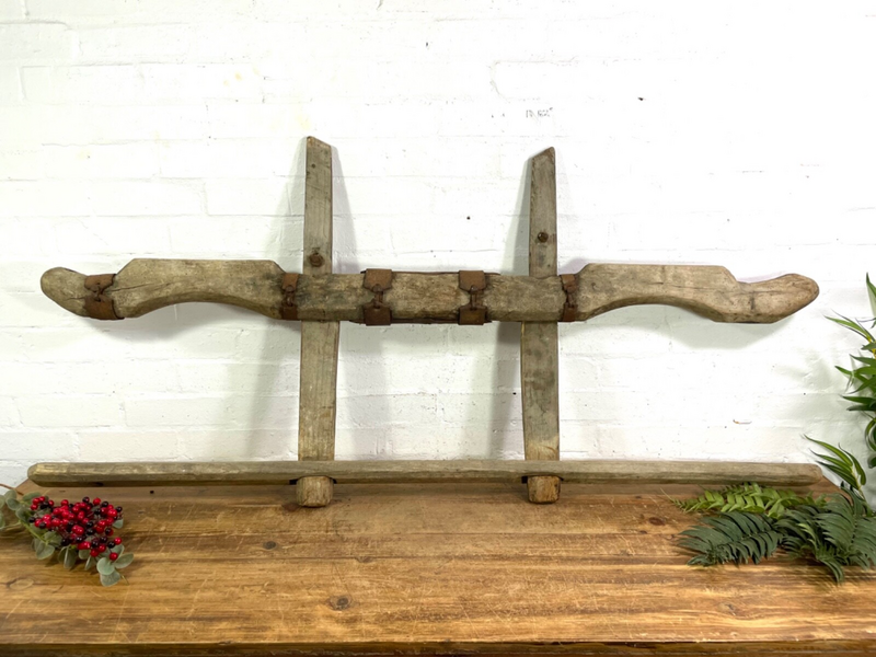 Antique Primitive French Wooden Double Horse Ox Yoke Agricultural Prop ...