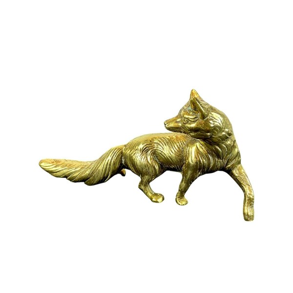 Vintage App 1.2k Solid Brass Fox Figurine Great Detail Fox Paperweight ...