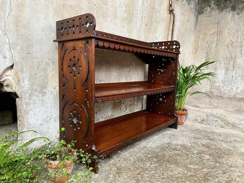 Antique Wooden Shelves Gothic Revival Ecclesiastic | Vinterior