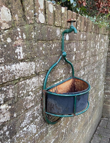 Unique Vintage Planter Fire Hose Tap And Metal Basket Wall Plant Basket ...