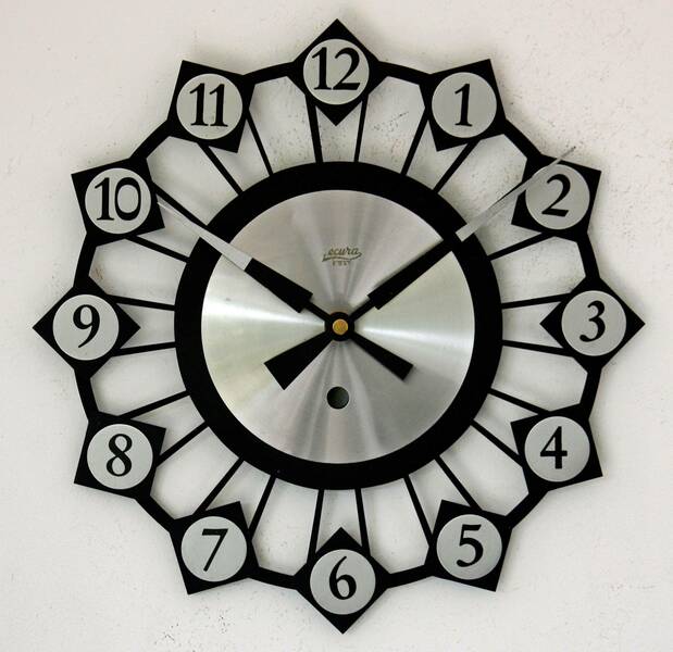 Vintage Sunburst Wall Clock 28cm Secura Clock Metal Retro Shabby Chic ...