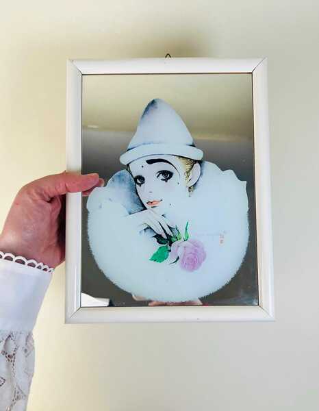 Pierrot Mirror Love Print By Mira Fujita Pierrot With A Rose 1980s Rare ...
