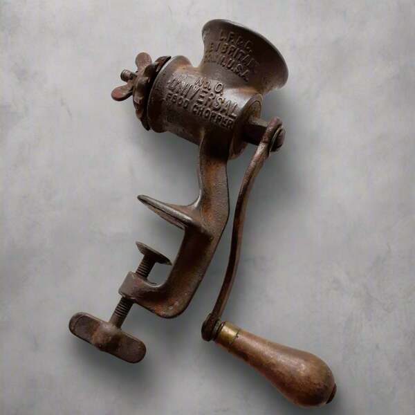 Antique Food Chopper. 1800s Hand Crank Meat Grinder | Vinterior