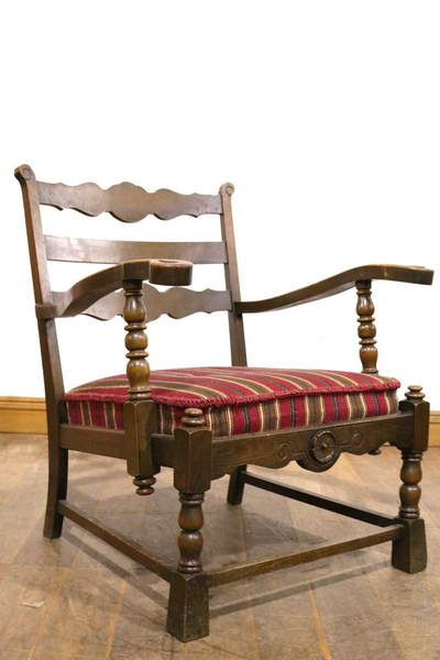 Antique Vintage Carved Ladderback Armchair Farmhouse Reading Chair ...