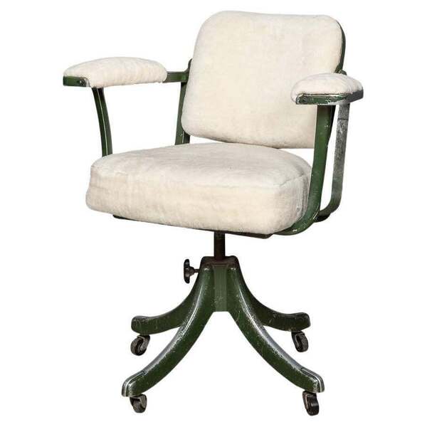 Mid 20th Century Tansad Shearling & Metal Office Chair C.1930 | Vinterior