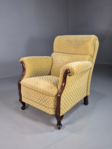 Vintage Danish Lounge Chair Gold Moquette Art Deco 1930s Antique Eb8223 ...