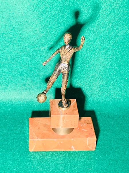 Rare Art Deco Marble & Multi Patinated Bronze Figurine Of Footballer C ...