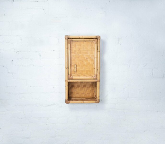 Mid Century Bamboo Slim Wall Cabinet | Vinterior