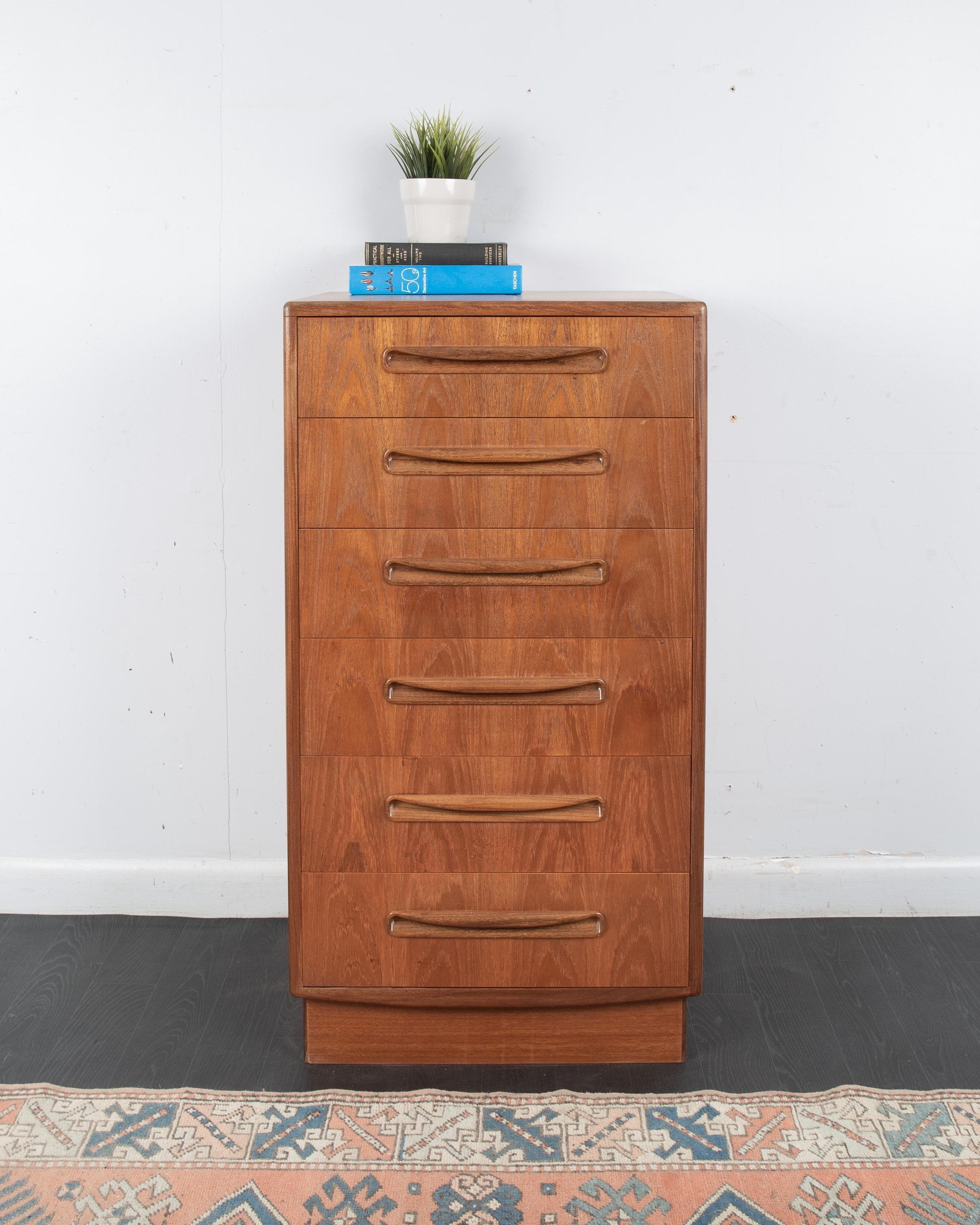 Retro G Plan Teak Tallboy Chest Of Drawers Vintage 1960 s