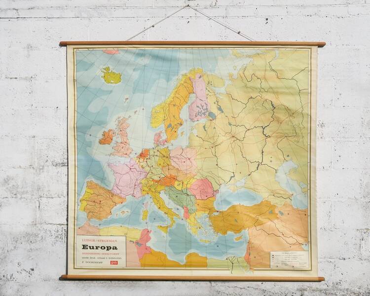 Original Huge Large Vintage Mid Century Dutch Educational School Wall ...