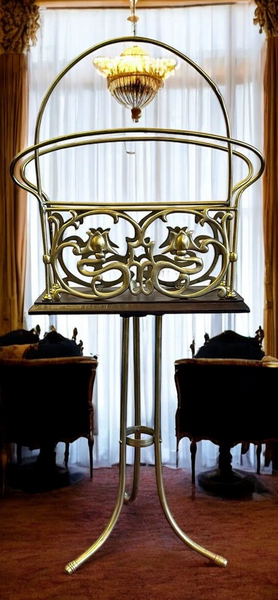 Superior Art Nouveau Revolving Brass Magazine Newspaper Stand | Vinterior