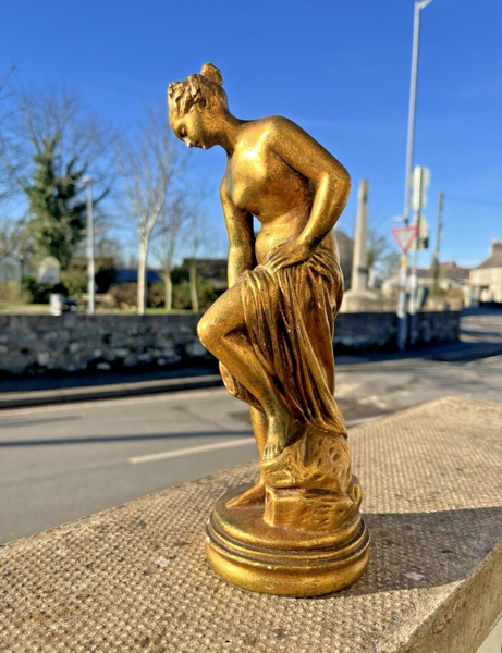 Antique French Plaster Chalkware Maiden Lady Bathing Figurine Venus By ...