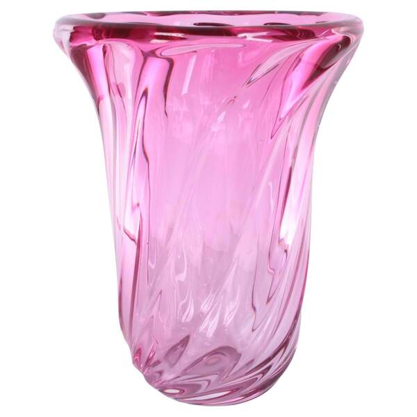 Large Vintage Val St. Lambert Crystal Vase Cranberry | Poss Val Saint ...