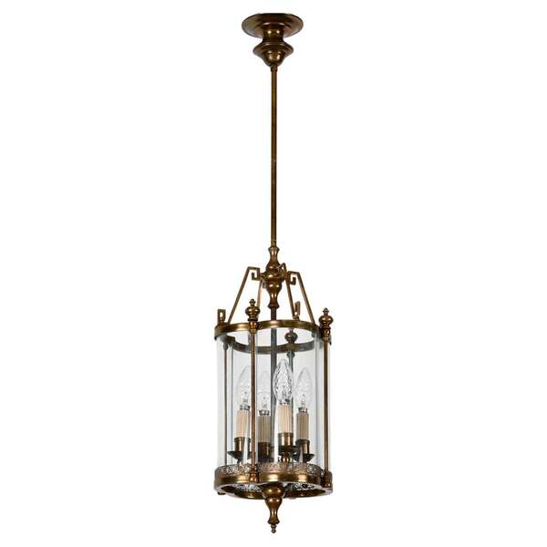 Art Deco Brass And Semicircular Glass Italian Chandelier After Adolf ...