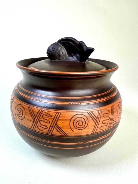 Vintage Swiss Studio Pottery Lidded Ceramic Pot By Frick, Handmade Folk ...