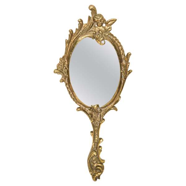 Midcentury Vintage Old Gold Mini Mirror With Angels, Italy, 1960s ...